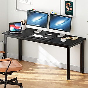 DlandHome 63 inches X-Large Computer Desk, Composite Wood Board, Decent and Steady Home Office Desk/Workstation/Table, BS1-160BB Black Walnut and Black Legs, 1 Pack