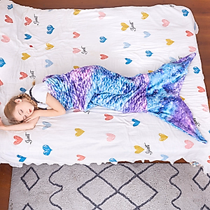 Catalonia Kids Mermaid Tail Blanket, Super Soft Plush Flannel Sleeping Snuggle Blanket for Girls, Galaxy, Fish Scale Pattern, Gift Idea