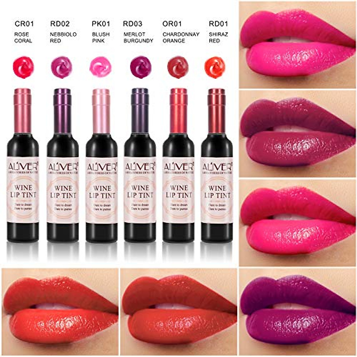 6 Colors Lip Gloss Set Wine Lipstick Matte Long Lasting Waterproof Lip Tint Set Lip Stain
