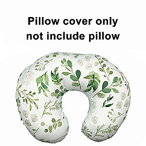 Nursing Pillow Cover, Breastfeeding Pillow Cover, Green Leaf Nursing Pillow Cover, Botanical Breastfeeding Pillow Slipcover, Mint Minky, Boho Green Leaf Nursery Decor, Soft Fits Snug On Infant