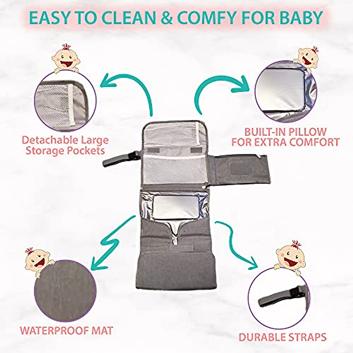 Portable Diaper Changing pad (Gray)