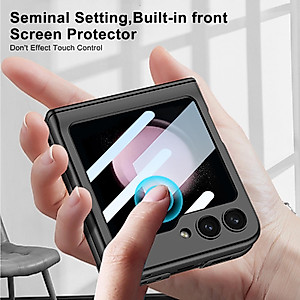 DOOTOO for Samsung Galaxy Z Flip 5 Case Magnetic Hinge Protection Cover with Screen Protector All-Inclusive Shockproof Case for Galaxy Z Flip 5 (2023) (Black)
