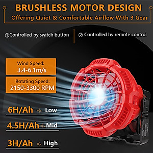 Hiesuan for Milwaukee 18v Fan Portable Camping Fan with Lantern, Remote, 3 Speed Brightness, 4H Timer, Hook Rechargeable Cordless Jobsite Small Personal Fan for Milwaukee 18V M18 Li-Ion Battery