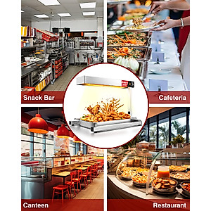 PYY Food Heat Lamp - Adjustable Height Food Warmer with U Shape Base Stand,Commercial Countertop Food Warming Light with Stand for French Fries Electric Heating Radiation,500W Stainless Steel Silver