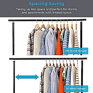 JS HANGER Lightweight Non Slip Wooden Hangers - 30 Pack Heavy Duty Wood Coat Hangers with Soft Stripes for Camisole, Jacket, Dress Clothes, Sweater, Natural Finish