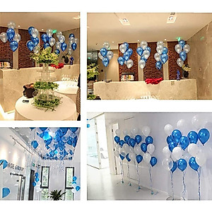 Blue Birthday Party Decorations Set with Blue Happy Birthday Balloons Banner, Confetti and Latex Balloon, Heart Star Foil Balloon, Foil Fringe Curtain for Blue Theme Birthday Party Supplies