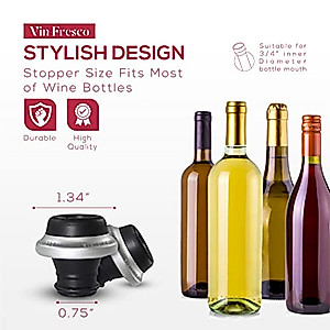 Vin Fresco Wine Saver Vacuum Pump Preserver and Airtight Sealer (4 count) | Bottle Sealer to Keep Wine Fresh (4 wine bottle stoppers included)