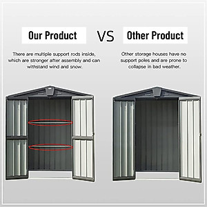 Outdoor Storage Shed 5.7X3 Ft,Metal Outside Sheds&Outdoor Storage Galvanized Steel,Tool Shed with Lockable Double Door,Garden Storage Shedfor Patio,Backyard,Garden,Lawn (5.7X3Ft, Black)