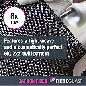 Fibre Glast Carbon Fiber Cloth Mat – High Strength Lightweight Aerodynamic Graphite Fabric for Auto, Aerospace, Boat Builds & Repairs – Epoxy & Resin Compatible, Black, 10-12 Oz, 1 Yard – Made in USA