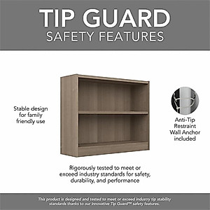 Bush Furniture Universal Small 2 Shelf Bookcase in Ash Gray - Set of 2, Matching Storage and Display Bookshelves for Home Office or Living Room Organization