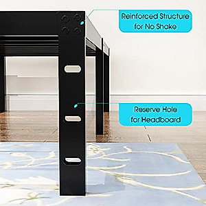 45MinST 3600lbs Heavy Duty Reinforced Platform, 18 Inch Tall Mattress Foundation, Steel Slats Support Bed Frame with Underbed Storage, Easy Assembly and Non Squeak, Queen