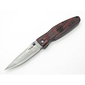 Mcusta Seki Japan Leyasu MC-183D Red Shogun VG-10 Damascus Folding Hunter Knife