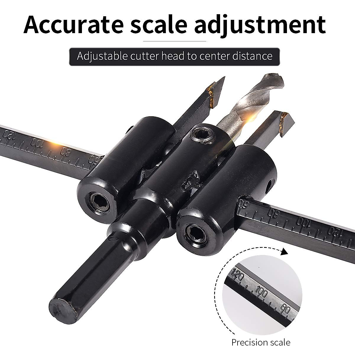 HOHXEN Adjustable Circle Hole Saw Cutter Woodworking Drill Bit,Adjustable 1-Inch to 12-Inches,Heavy Duty Wood DIY Tools(Cutting Diameter:30mm-200mm)