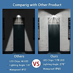 LSTBMPP Solar Lights Outdoor, [178 LED/4 Pack] Solar Motion Lights, 3 Working Modes Solar Powered Lights with 270°Wide Angle IP65 Waterproof Solar Security Wall Lights for Garden Patio Yard