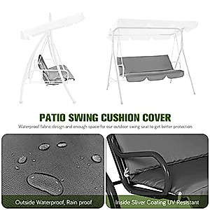 Outdoor Swing Cushion Cover Replacement Waterproof Patio Swing Seat Cover for 3 Seat Outdoor Swing Chair Cushion Cover 150X50X10CM Grey