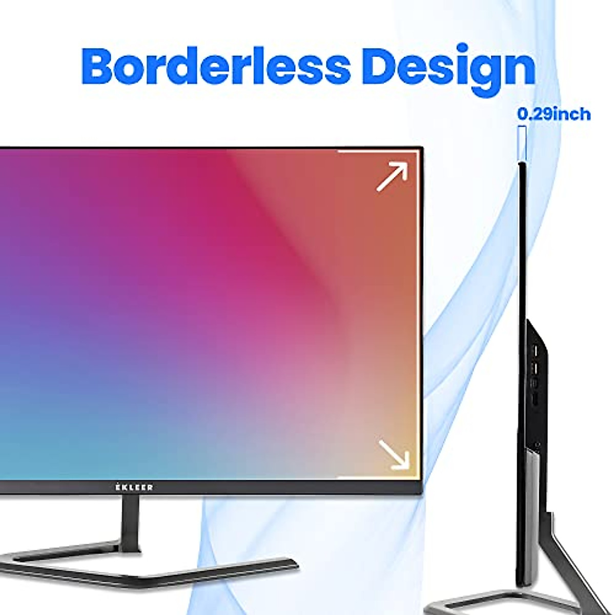 EKLEER 27 inch Ultra Thin Bezel Computer Monitor, FHD 1080p, IPS Display, HDMI, USB Type-C, 2 x USB A Hub, 75hz, Fast Charging & Mirroring Compatible with iPhone 15 Plus Pro Max/MacBook Air Pro