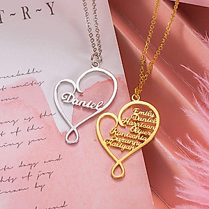 AILIN Hug Heart Name Necklace 925 Sterling Silver/Stainless Steel Custom 1-8 Name Pendant Mothers Days Jewelry Anniversary Birthday Gifts For Mom Grandma Wife