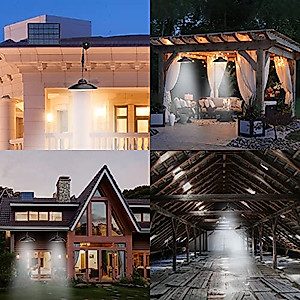 Yrbxsky Solar Shed Light Indoor Outdoor, Solar Pendant Light Motion Sensor Daytime Work with Pull Cord & 4Lighting Modes, Solar Powered Hanging Lights for Garage, Garden, Gazebo, Patio, Chicken Coop