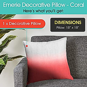 Refinery29 | Ombré Collection | Luxury Decorative Textured Throw Pillows, Ultra Soft with Stylish Modern Chic Design for Home Décor (Pillow, Coral)