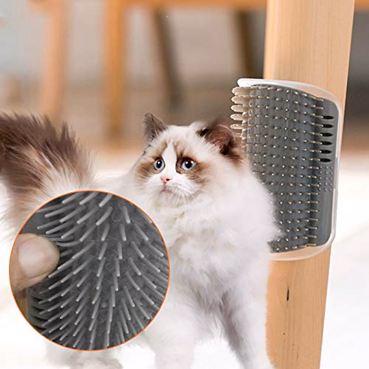 2 PACK Cat Self Groomer,Softer Cat Corner Scratcher For Wall With Catnip,Massage Comb Groomer Cat Corner Groomer,Pet Grooming Massage Kitten Brush,Cat Face Scratcher For Kitten with Long &Short Fur (Gray)
