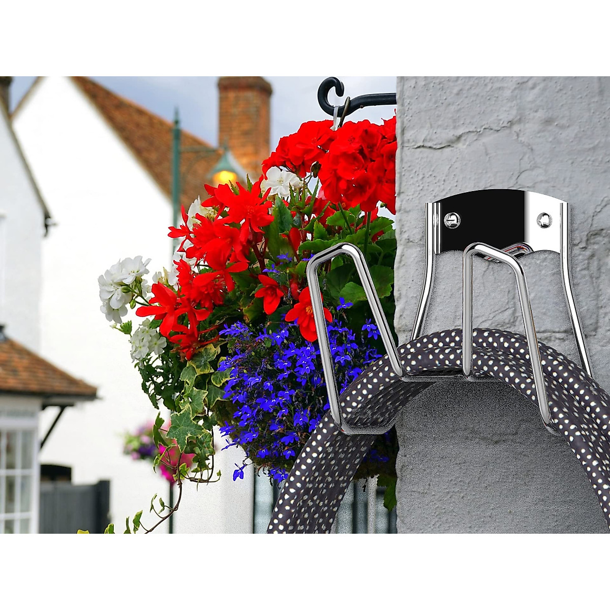 JBscoop Garden Hose Holder, Garden Hose Hanger Wall Mount for Water Hose, Extension Cords, Air Compressor Hose, Heavy Duty & Rust Proof (90 Feet)