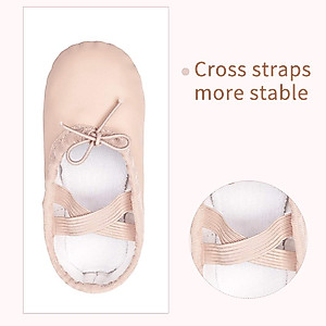 Stelle Ballet Shoes for Girls Toddler Ballet Slippers Soft Leather Boys Dance Shoes for Toddler/Little Kid/Big Kid(Ballet Pink (with Lace), 6MT)