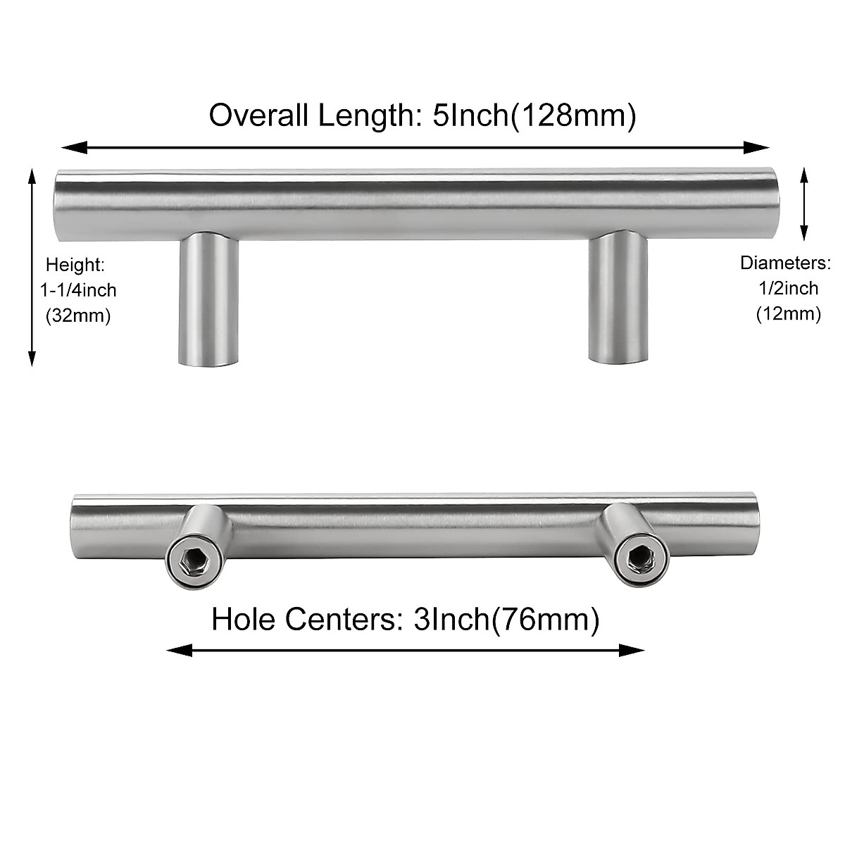 homdiy | 50 Pack 3in Hole Centers | Cabinet Handles Nickel Drawer Pulls Stainless Steel, Bar Handle Pull with Brushed Nickel Finish | Kitchen Cabinet Hardware/Dresser Drawers 201SN