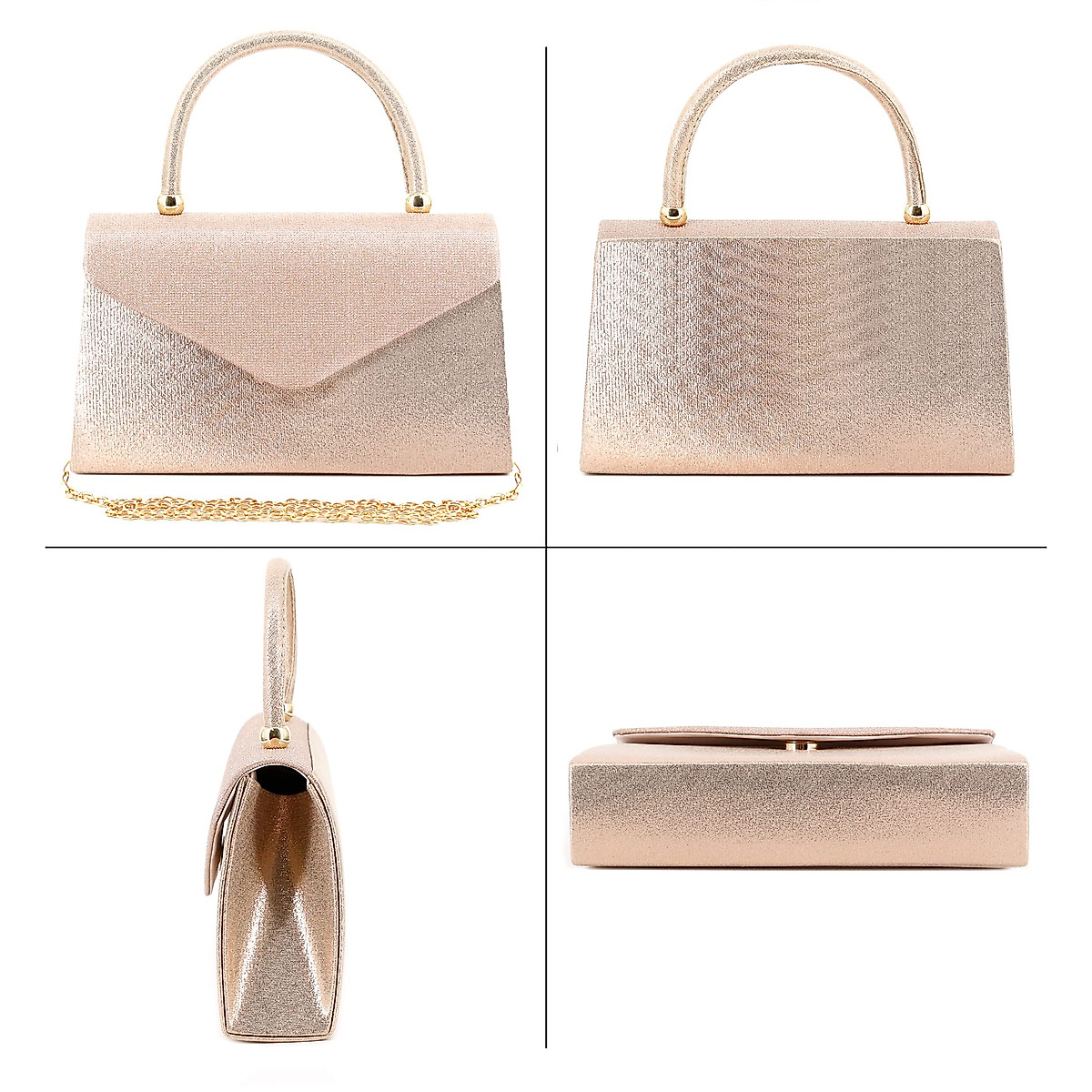 Naimo Shiny Glitter Evening Clutch Bag Top Handle Satin Handbag Crossbody Shoulder Bag Wedding Party Bride Purse