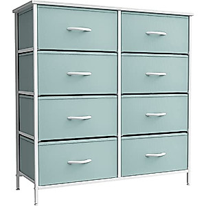 Sorbus Kids Dresser with 8 Drawers and 5 Drawer TV Stand Bundle - Matching Furniture Set - Storage Unit Organizer Chests for Clothing - Bedroom, Kids Rooms, Nursery, & Closet (Aqua)