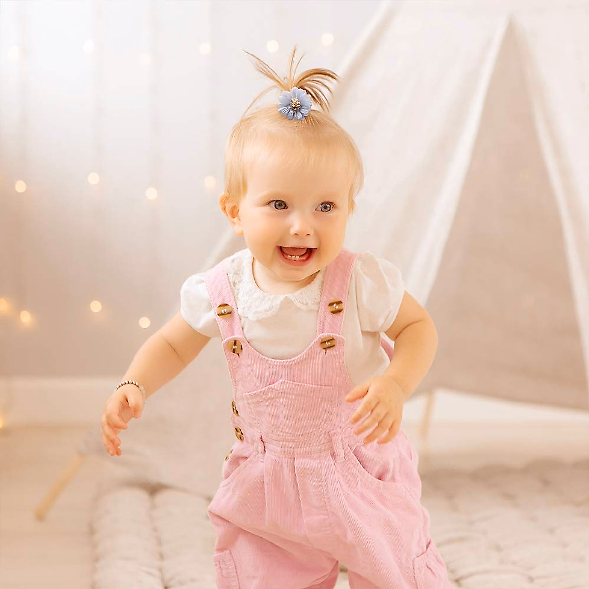 Subesty Baby Girls Nylon Elastic Headband Soft Flower Hair Band For Toddler Infant Newborn Set Of 10