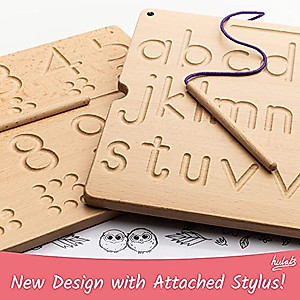 Hulats Learn to Write - Number & Letter Tracing Boards for Kids Ages 3-5 - Wooden Alphabet Learning Montessori Toys 3+ Year Old Toddler Writing Tools Beginner Homeschool Preschool Classroom Must Haves