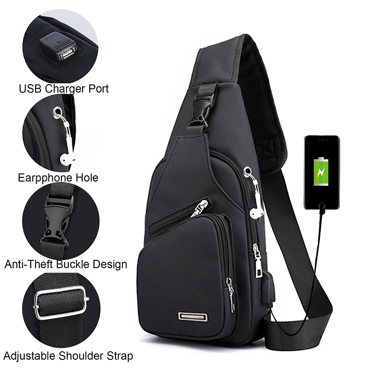 HERTL Waterproof Sling Bag With Card Bag Crossbody Bags for Women Trendy Crossbody Backpack for Men Women Sling Backpack Crossbody Sports Bag