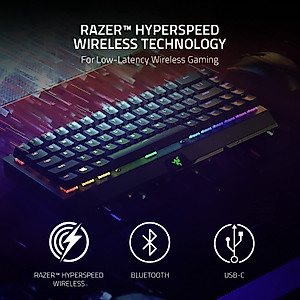 Razer BlackWidow V3 Mini HyperSpeed 65% Wireless Mechanical Gaming Keyboard: Yellow Mechanical Switches Linear & Silent - Doubleshot ABS Keycaps - Chroma RGB - Up to 200 Hr Battery - Snap Tap