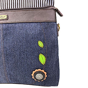 CHALA Denim Convertible Stripe Work Tote in Navy Blue (Metal Slim Cat)
