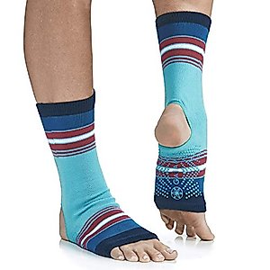 Gaiam Yoga Sock Anklets - Grippy Leg Warmer Ankle Socks for Yoga, Barre, Pilates, Dance, Aerobics - Bermuda Blue