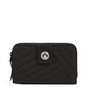 Vera Bradley Women's Cotton Turnlock Wallet With RFID Protection, Black, One Size