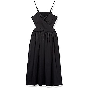 The Drop Women's Makenna Strappy Cross Front Smocked Back Midi Dress, Black, M