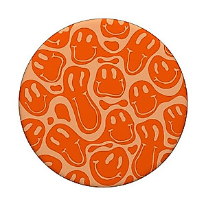aesthetic orange trippy liquid dripping smile face PopSockets Standard PopGrip