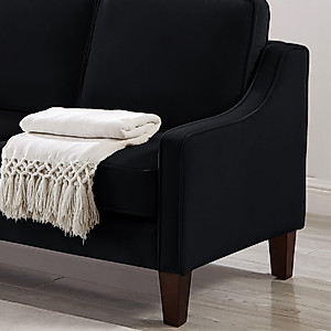 Deolme Black Sectional Sofa Set 3 Piece, Modern Comfy Velvet Upholstered 3-Seater Couch, Loveseat and Chair for Living Room Furniture Sets juegos de muebles de sala Small Spaces Office