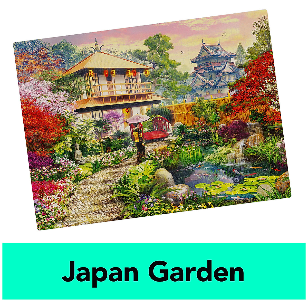 2-Pack of 1000-Piece Jigsaw Puzzles, Amalfi Coast & Japan Garden | Puzzles for Adults and Kids Ages 8+, Amazon Exclusive