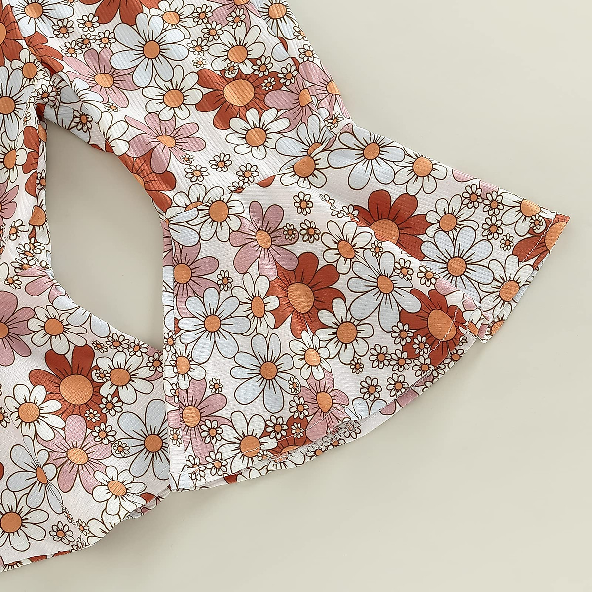 Infant Toddler Baby Girl Romper Jumpsuit Sleeveless Halter Floral One Piece Outfit Bell Bottom Overalls Summer Clothes (White, 12-18 Months)