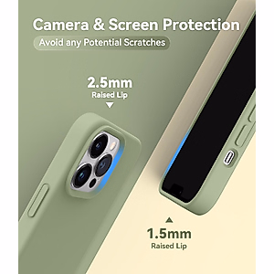 AOTESIER Compatible with iPhone 13 Pro Phone Case, [Military Shockproof Protection] Liquid Silicone Case with [Soft Anti-Scratch Microfiber Lining] Camera & Screen Protection 6.1 inch, Tea Green