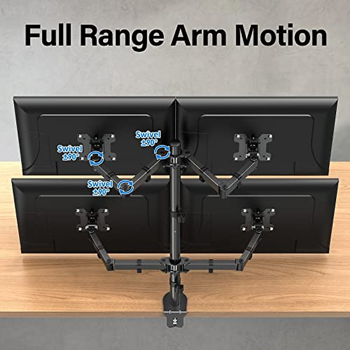 MOUNTUP Quad Monitor Stand, 4 Monitor Desk Mount for 13 to 32 inch Computer Screens + MOUNTUP Ultrawide Dual Monitor Desk Mount for 2 Computer Screen Max 35 Inch