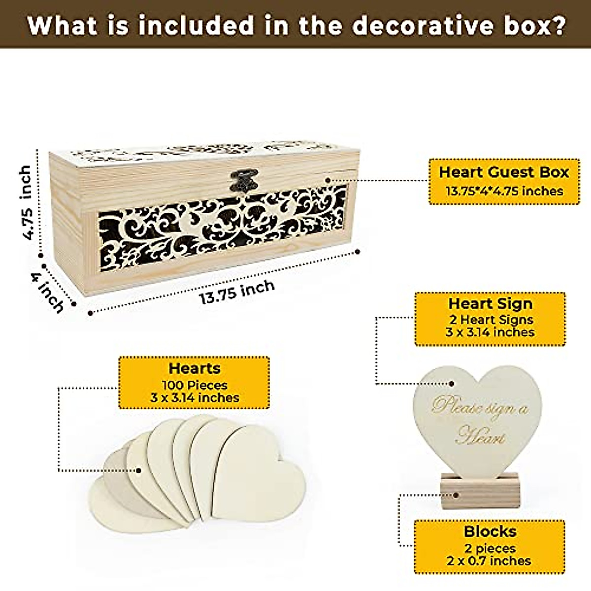 Kingdom Decor Wedding Guest Book Alternative. Guestbook Heart Drop and 100 Large Wood Hearts! Bridal, Baby Shower Guest Book Box, Graduation, Wedding Guestbook, Frame Alternatives, Wedding Card Box