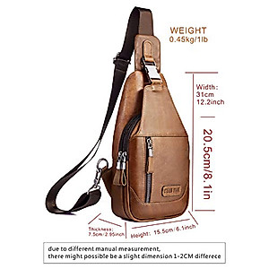 YUAN FAN Leather Sling Bag for Men,Crossbody Purse Chest Bag Backpack Messenger Shoulder Bag Small