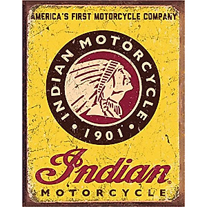 Desperate Enterprises Indian Motorcycle Since 1901 Tin Sign - Nostalgic Vintage Metal Wall Décor - Made in USA