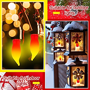 Glooglitter 24 Pcs Christmas Flame Lights Bulb Red Yellow Christmas Light Bulbs E12 Candelabra Bases Flame Shape Night Light Bulbs for Halloween Christmas Candle Light, Chandelier,7 Watt, 120 Volt