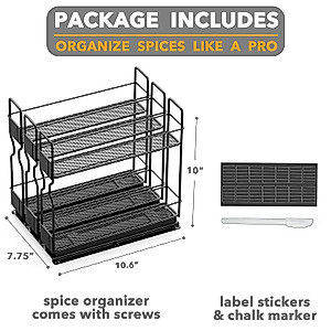 SpaceAid Pull Out Spice Rack Organizer for Cabinet, 2 Drawers 2-Tier, 3 Drawers 2-Tier