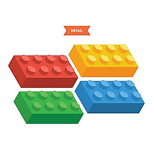 Sunny Decals Mini- Building Block Bricks Fabric Wall Decals, Set of 98 Blocks in 4 Colors - Removable, Reusable, Respositionable