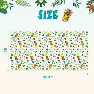 WERNNSAI Hawaiian Luau Table Covers - 54” x 108” Disposable Plastic Tablecloth Aloha Tiki Party Supplies Summer Pool Tropical Party Decorations